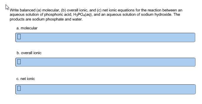 Solved Write balanced (a) molecular, (b) overall ionic, and | Chegg.com