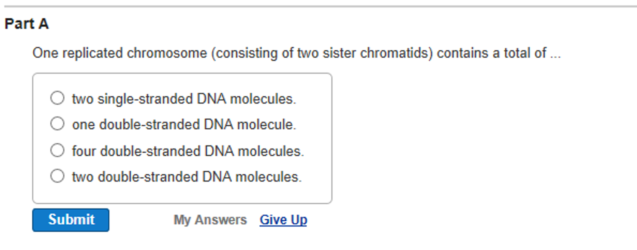 Solved One replicated chromosome (consisting of two sister | Chegg.com