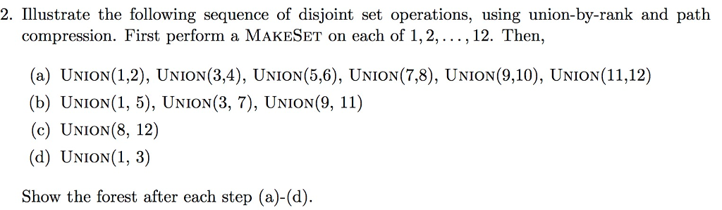 Solved Illustrate the following sequence of disjoint set | Chegg.com