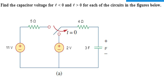 Solved Find the capacitor voltage for t 0 for | Chegg.com