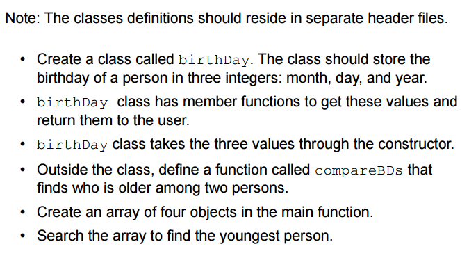 Solved Create a class called birthDay. The class should | Chegg.com