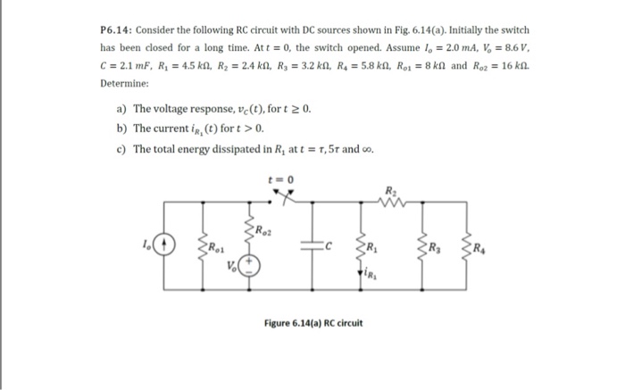 Solved Consider the following RC circuit with DC sources | Chegg.com