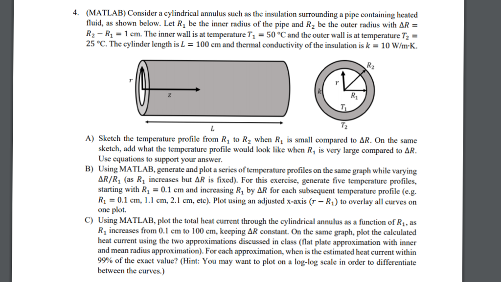 (MATLAB) Consider a cylindrical annulus such as the | Chegg.com