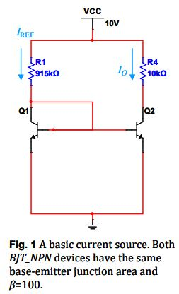Solved VCC 10V REF R1 915kΩ R4 Q1 Q2 Fig. 1 A basic current | Chegg.com