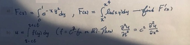 Solved a) F(x) = integral_0 ^1 e^-x y^2 dy, F(x) = | Chegg.com