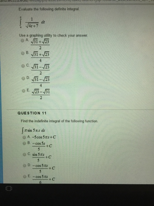 Solved Evaluate the following definite integral integral^e_4 | Chegg.com