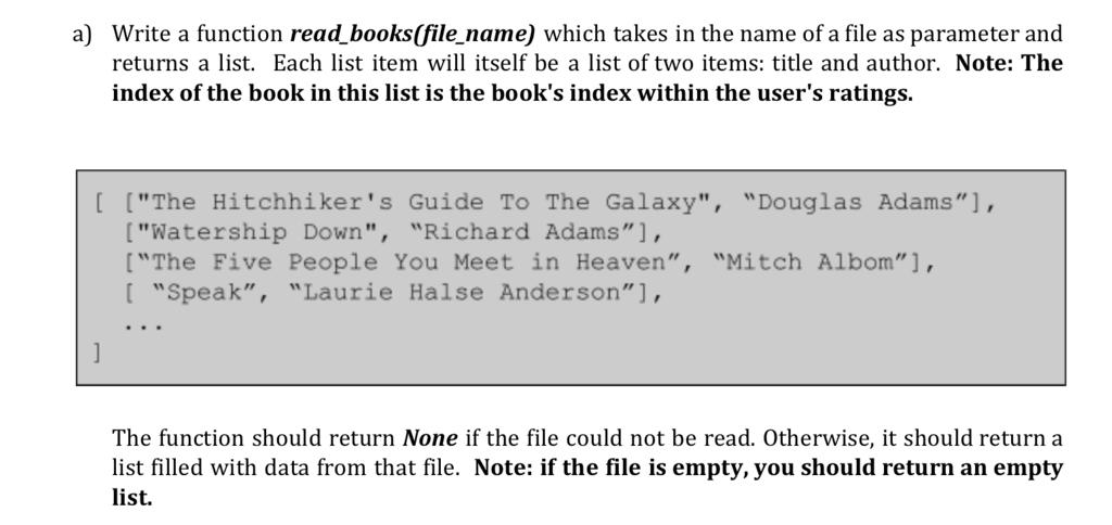 Solved c) Write a function calculate_average_rating(ratings | Chegg.com