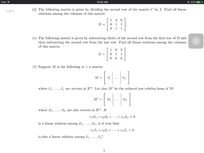 Solved The following matrix is given by dividing the second | Chegg.com