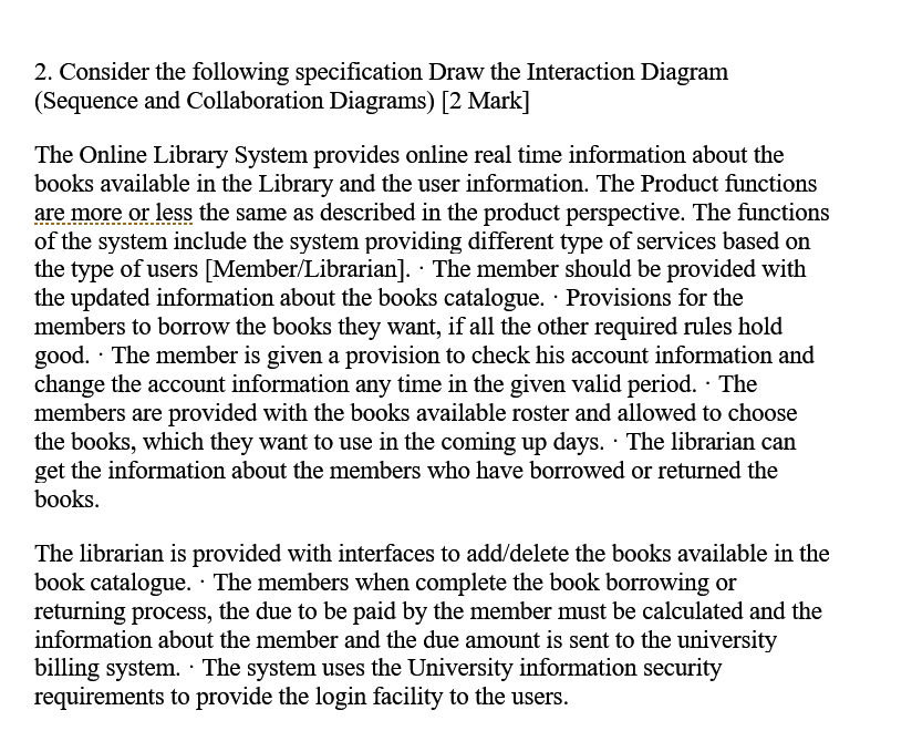 Solved Consider the following specification Draw the | Chegg.com