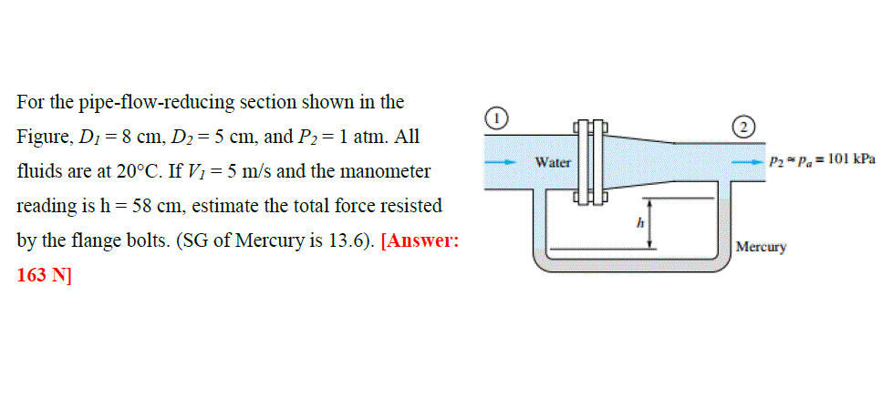Solved For the pipe-flow-reducing section shown in the | Chegg.com