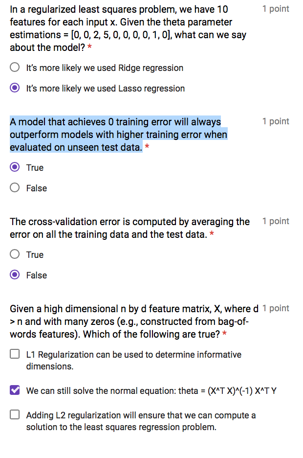 Solved 1 point In a regularized least squares problem, we | Chegg.com