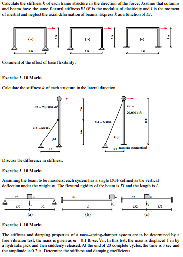 Solved Calculate the stiffness k of each frame structure in | Chegg.com