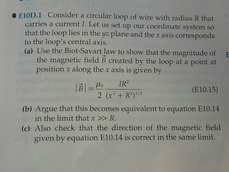 Solved Consider a circular loop of wire with radius R that | Chegg.com