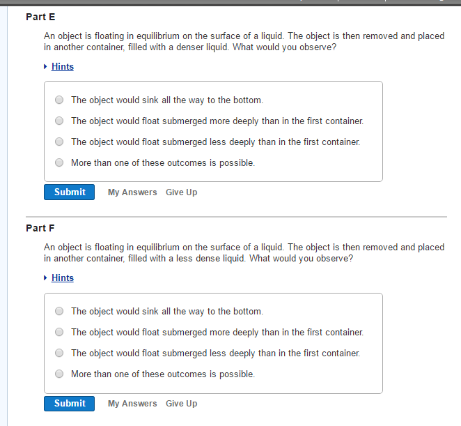 Solved n object is placed in a fluid and then released. | Chegg.com