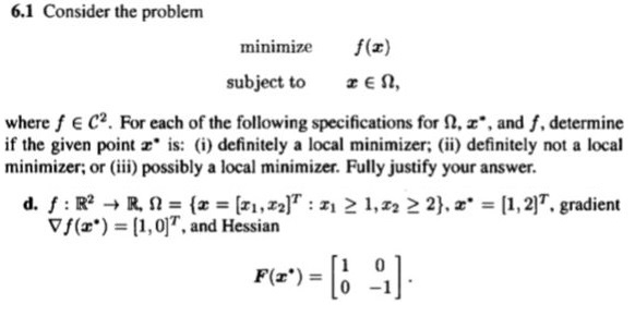 Solved 6.1 Consider the problem minimize f) subject to zE, | Chegg.com