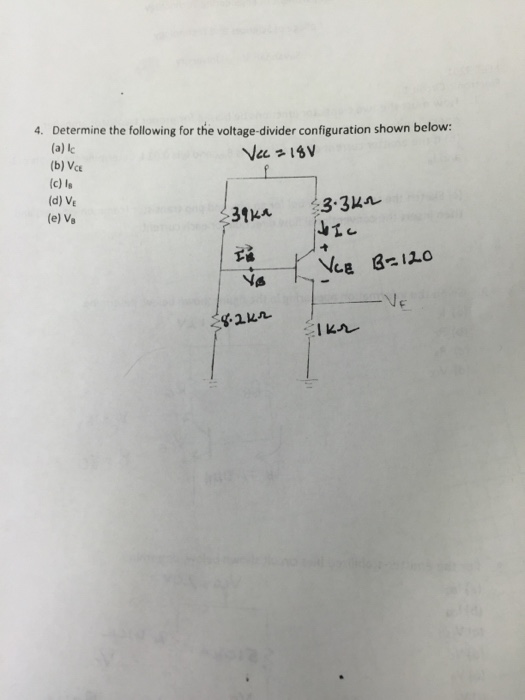 Solved 4. Determine the following for the voltage-divider | Chegg.com