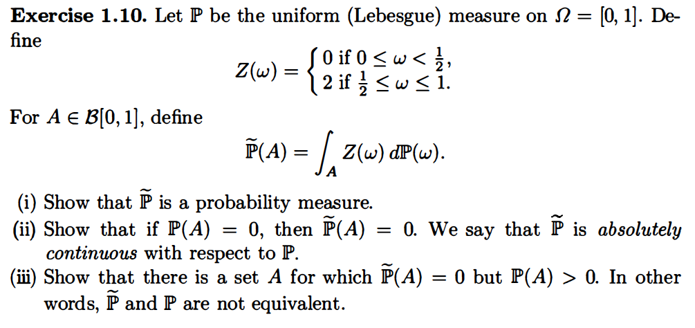 Solved Exercise 1.10. Let P be the uniform (Lebesgue) | Chegg.com