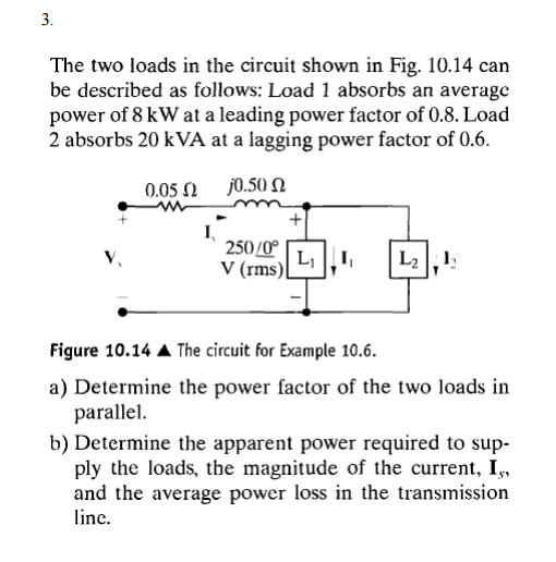 Solved The two loads in The circuit shown in Fig. can be | Chegg.com