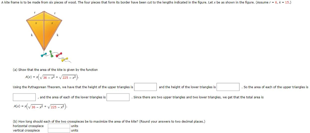 Solved A kite frame is to be made from six pieces of wood. | Chegg.com