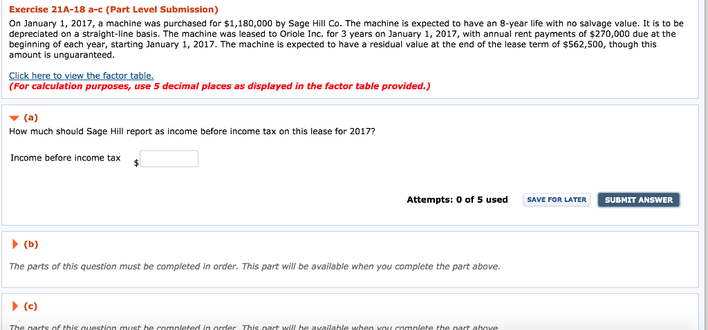 Solved Exercise 21A-18 a-c (Part Level Submission) On | Chegg.com