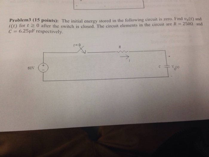 Solved The initial energy stored in the following circuit is | Chegg.com