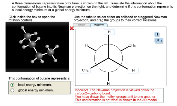 Solved A three dimensional representation of butane is shown | Chegg.com