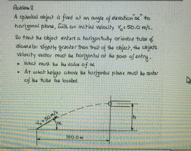 Solved A physical object is fired at an angle of elevation | Chegg.com