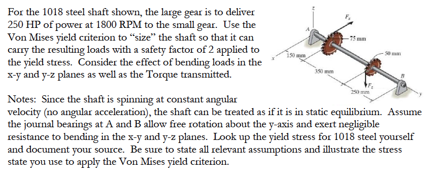 Solved For the 1018 steel shaft shown, the large gear is to | Chegg.com