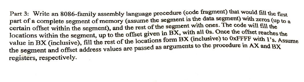 Solved Write an 8086-family assembly language procedure | Chegg.com