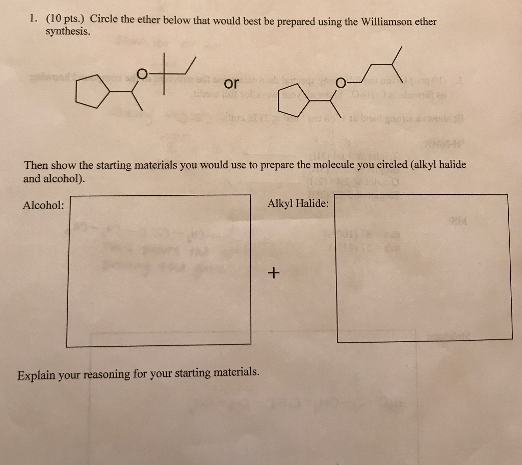 Solved 1. (10 pts.) Circle the ether below that would best | Chegg.com