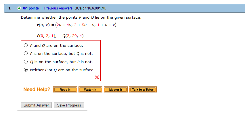 Solved Determine whether the points P and Q lie on the given | Chegg.com