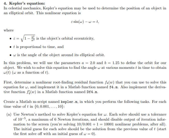 4. Kepler's equation: In celestial mechanics, | Chegg.com