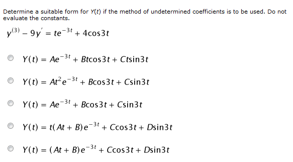 Solved Determine a suitable form for y(t) if the method of | Chegg.com