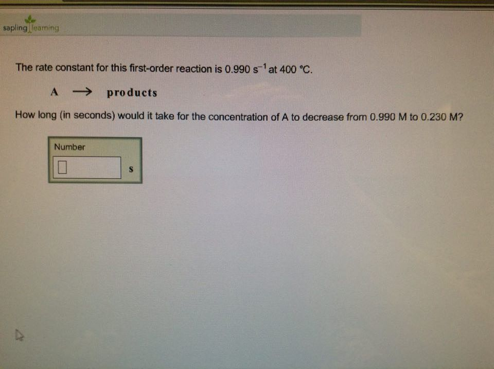 Solved The rate constant for this first-order reaction is | Chegg.com