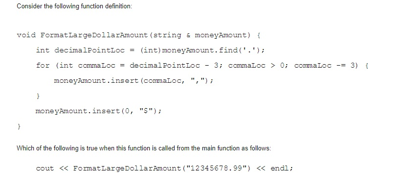 Consider the following function definition: void | Chegg.com