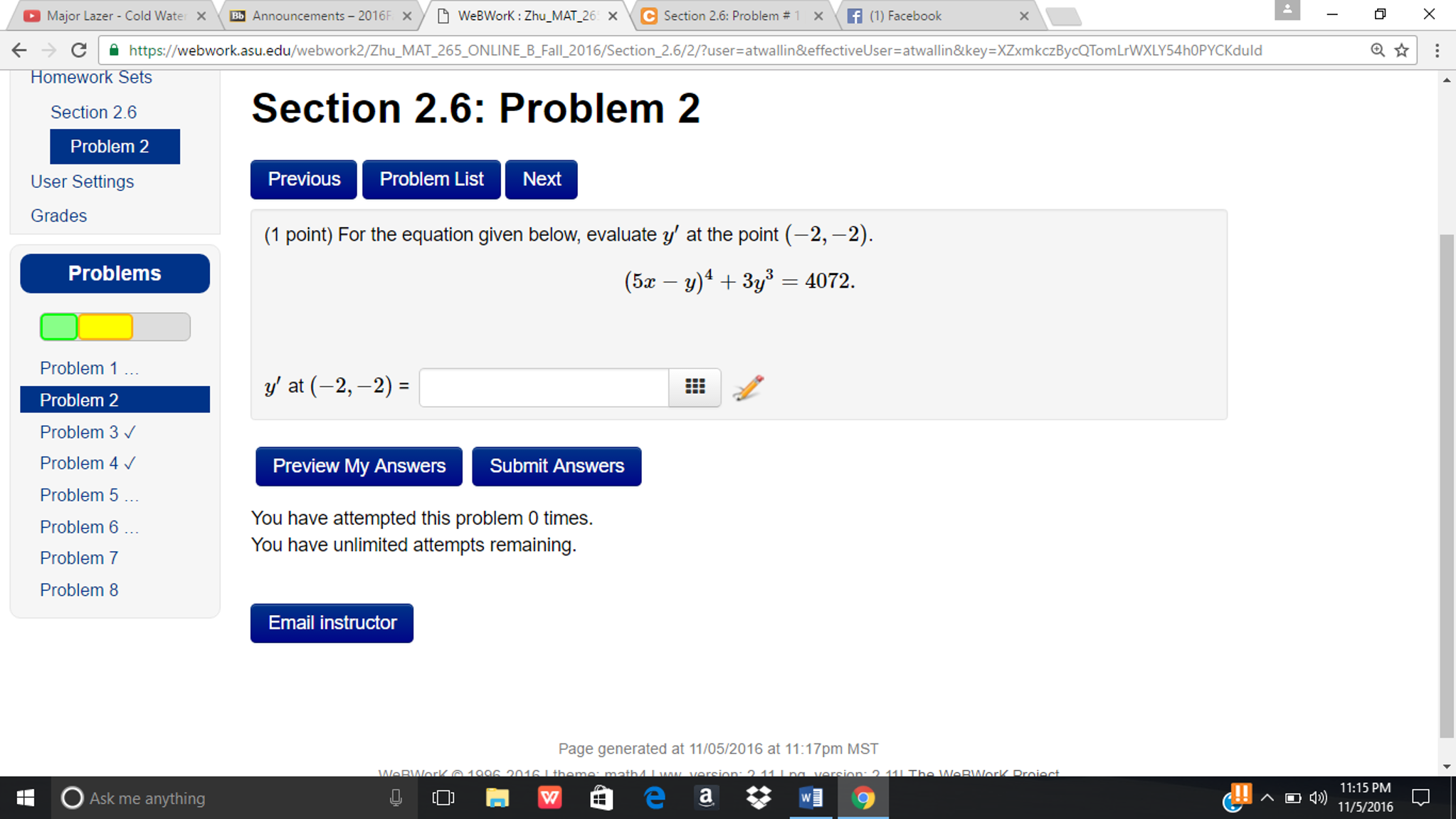 Solved C Section 2.6: Problem Announcements 2016 x D | Chegg.com