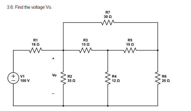 Solved 3.6. Find the voltage Vo. | Chegg.com