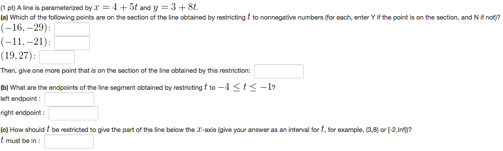 Solved A line is parameterized by X = 4 + and y = 3 + 8t. | Chegg.com