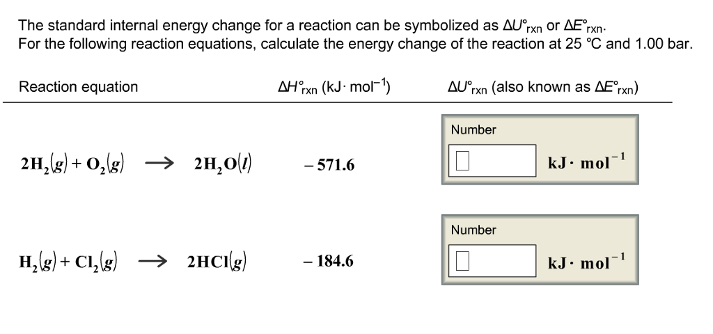 Solved The standard internal energy change for a reaction | Chegg.com