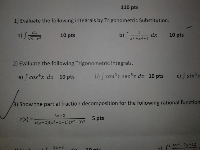 Solved Evaluate the following integrals by Trigonometric | Chegg.com