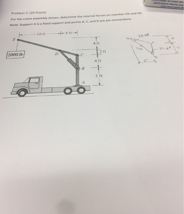 Solved For the crane assembly shown, determine the internal | Chegg.com