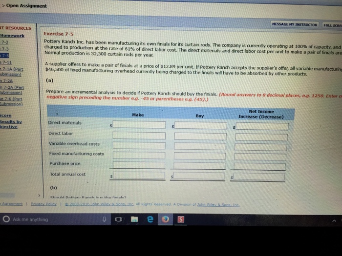Solved > Open Assignment MESSAGE HY INSTRUCTOR FULL SCRE T | Chegg.com