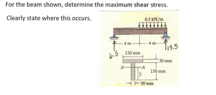 Solved For the beam shown, determine the maximum shear | Chegg.com