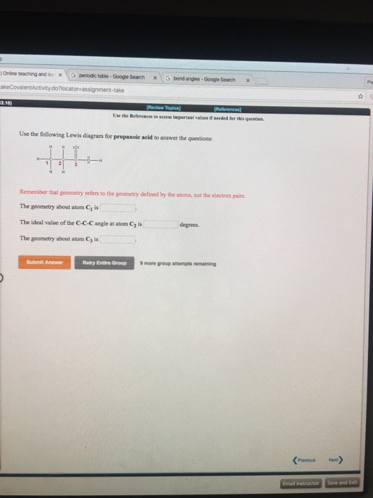 Solved Use the following Lewis diagram for propanoic acid to | Chegg.com
