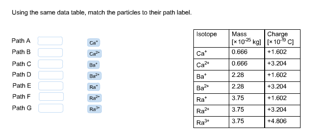 Solved match the particle to their path label (part 2 of a | Chegg.com