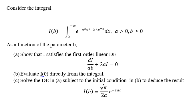Solved Consider the integral 0 As a function of the | Chegg.com