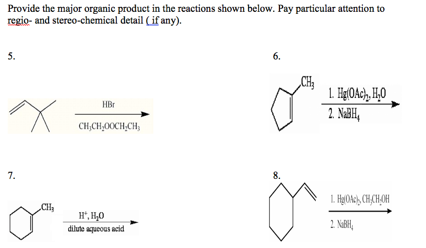 Solved Provide the major organic product in the reactions | Chegg.com