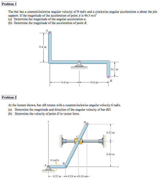 Solved The bar has a counterclockwise angular velocity of 8 | Chegg.com