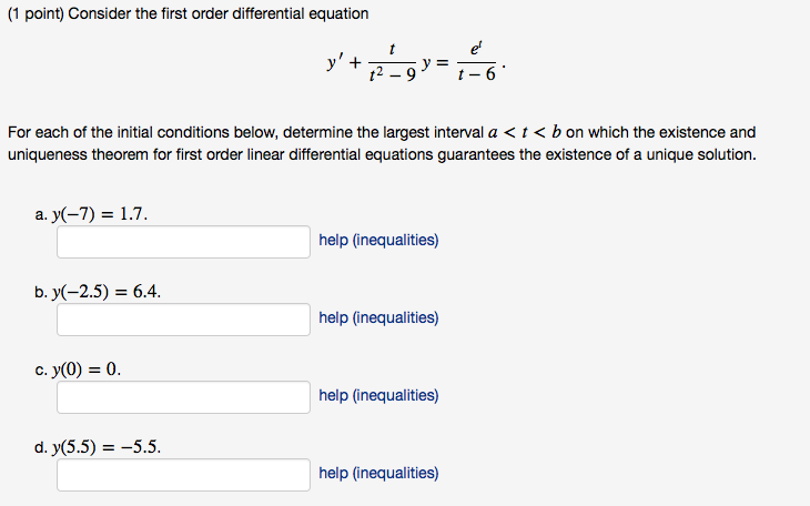 Solved (1 point) Consider the first order differential | Chegg.com