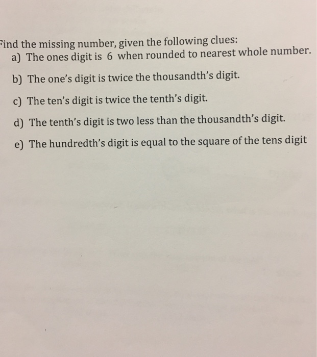 Solved Find the missing number, given the following clues: | Chegg.com